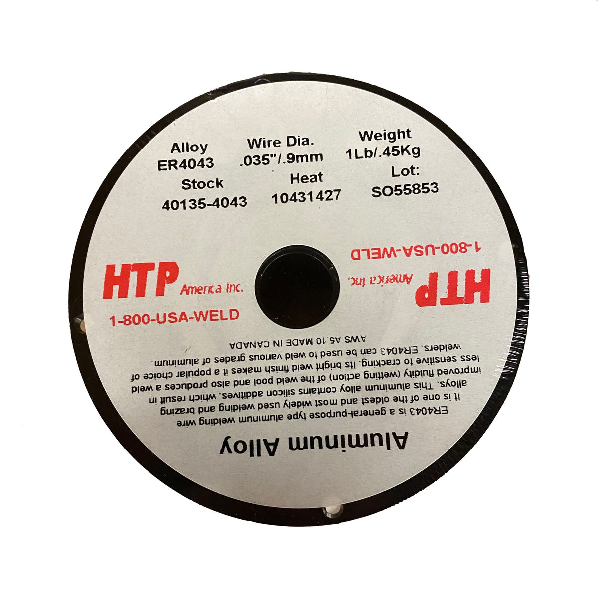 HTP® America ER4043 Aluminum MIG Welding Wire, 1 lb, 4" Spool – HTP ...