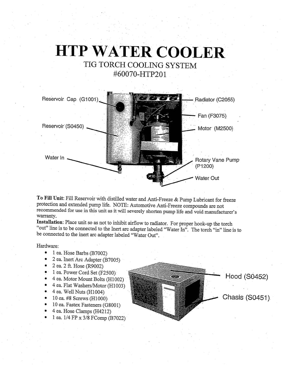 Water-Cooler for HTP® Invertig 221/221DV AC/DC Welders – HTP AMERICA ...